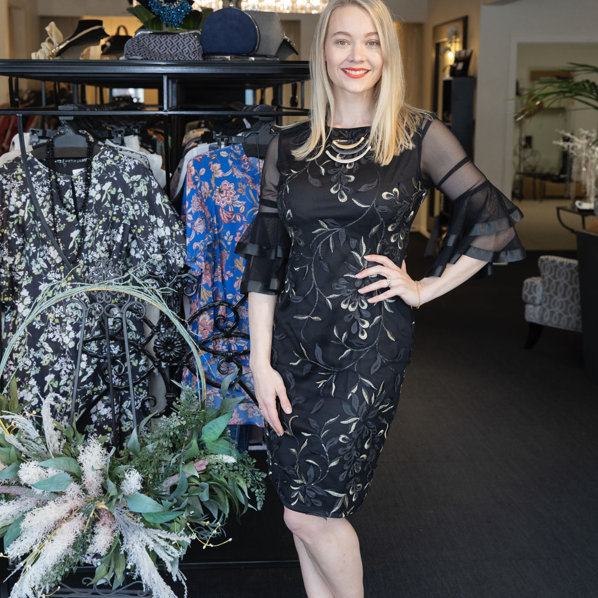 Lyman - 239341 Ornate Brocade Dress – Magazine Designer Clothing