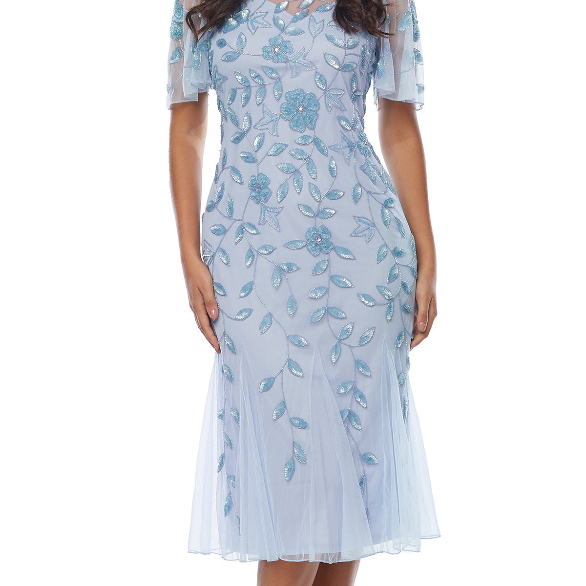 Jesse Harper - JH0499 Beaded Floral Dress – Magazine Designer Clothing