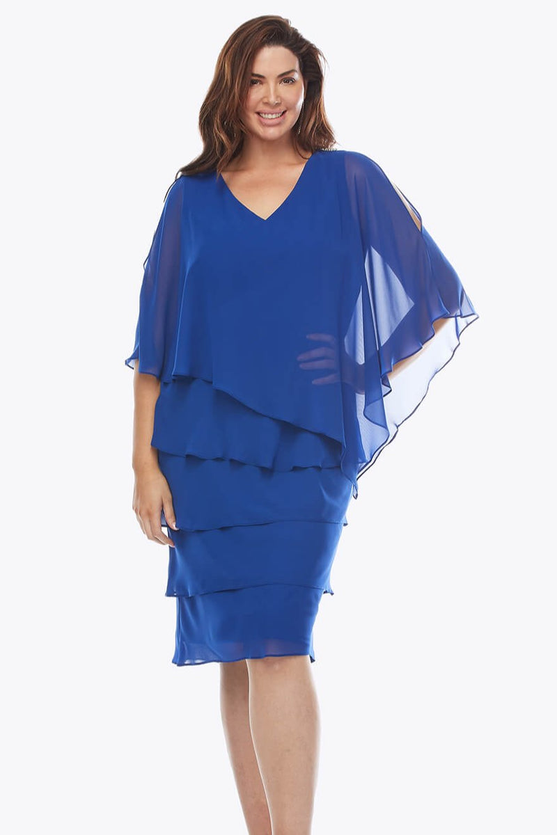 Layla Jones - LJ0448 Vee Neck Chiffon Layer Dress – Magazine Designer ...