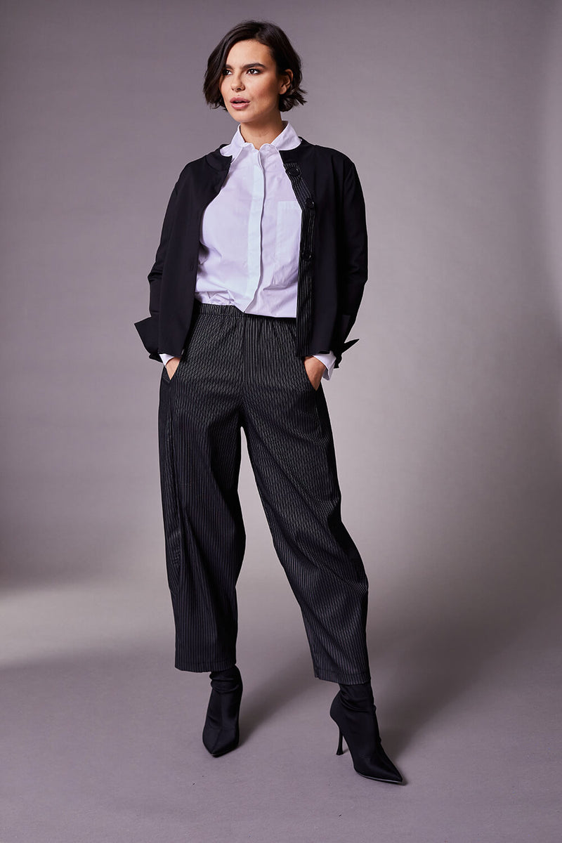 Peruzzi - W23520 Striped Cocoon Pant – Magazine Designer Clothing