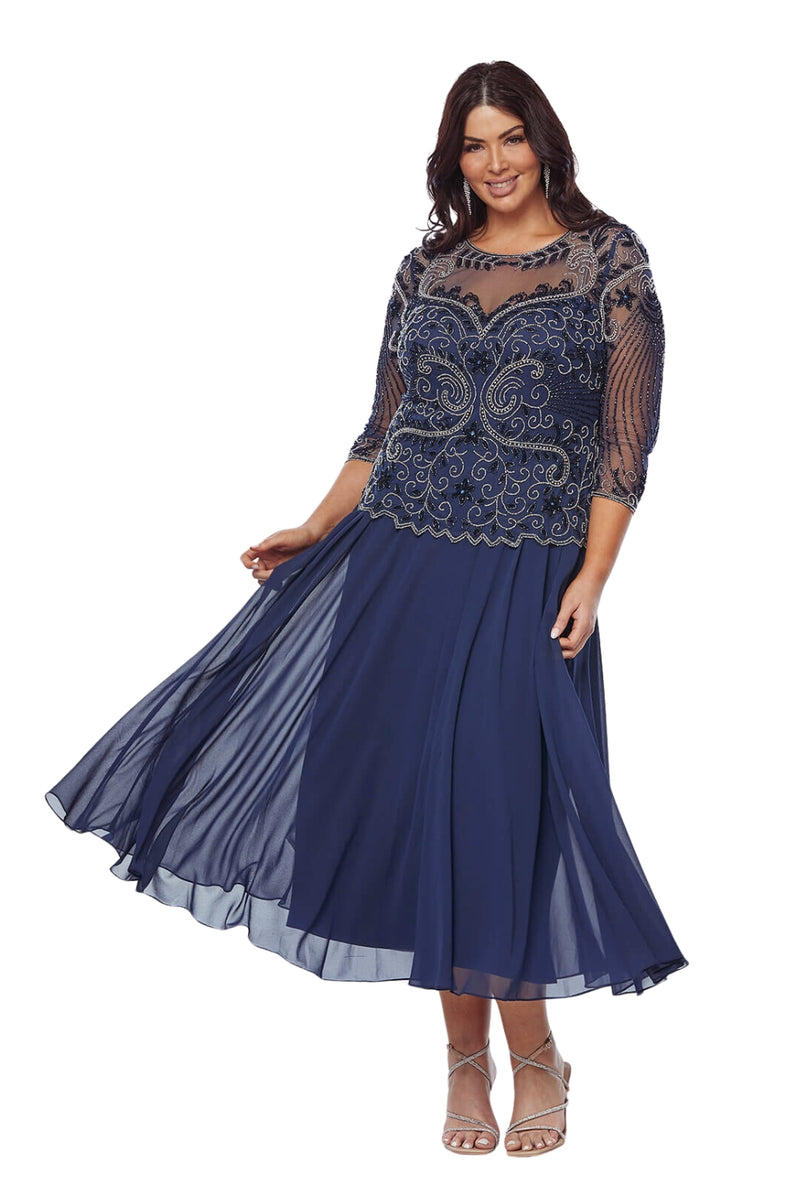 Layla Jones - LJ0551 Beaded Bodice Flare Dress – Magazine Designer Clothing